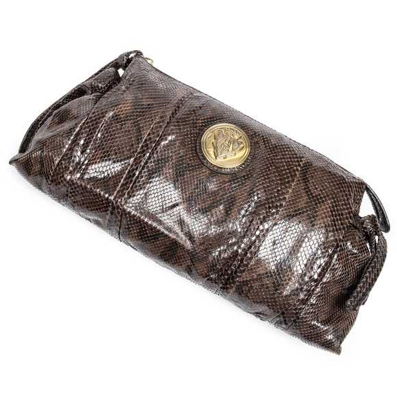 Gucci | Bags | Hysteria Clutch In Black Python Embossed Leather | Poshmark